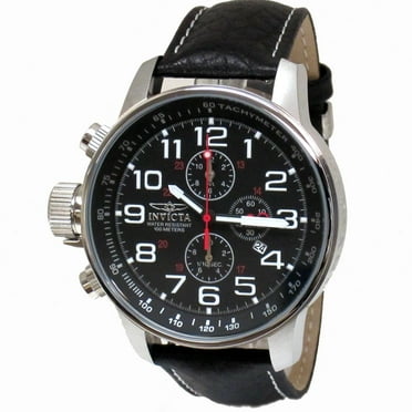 Invicta Lefty Chronograph Black Dial Black Leather Men's Lefty Watch ...