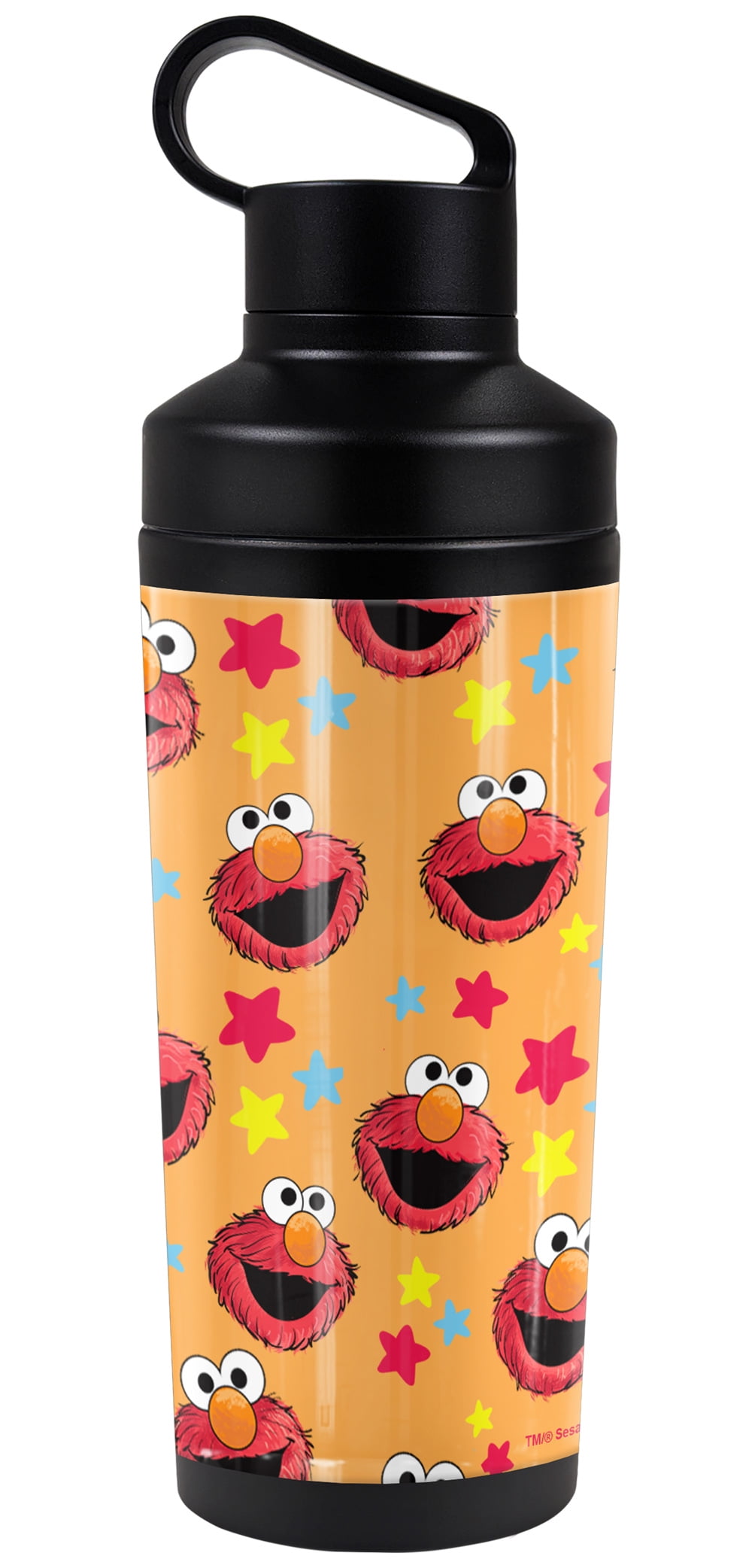 Sesame Street Official Elmo Pattern 18 oz Insulated Water Bottle, Leak ...