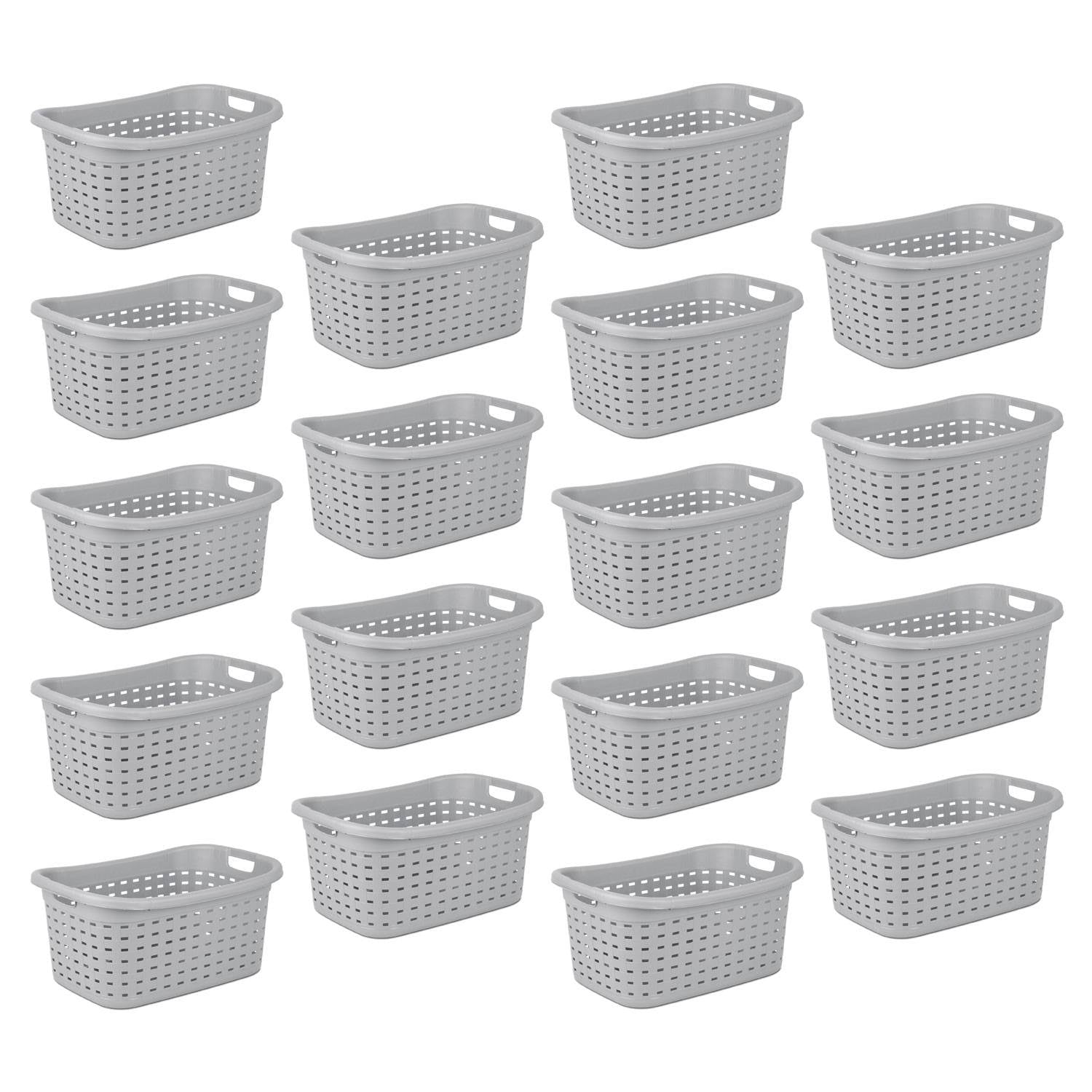 Sterilite Cement Gray Durable Weave Laundry Basket with Wicker Pattern ...
