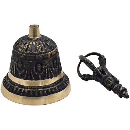 Hand Bell, Hand Call Bell, Solid Brass Wooden Handle Bell, Taoist Bell ...