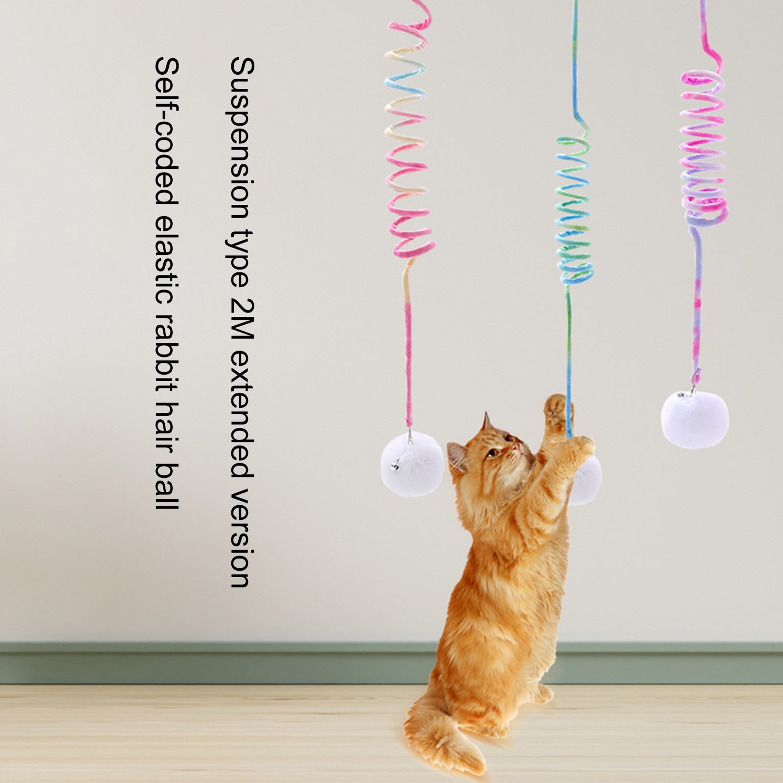 Kripyery Cat Plush Toy Self-adhesive Elasticity Playing Ball Kitten Pet ...