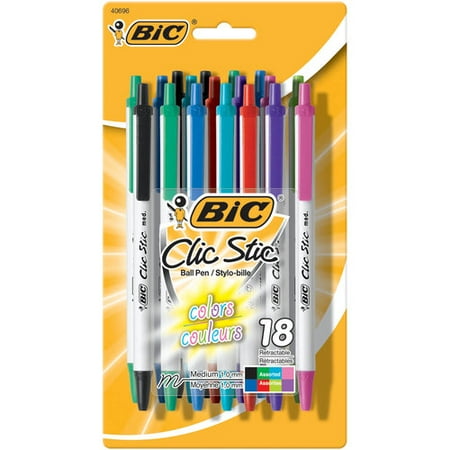 BIC Clic Stic Fashion Ball Pen, Medium Point (1.0mm), Assorted Colors ...
