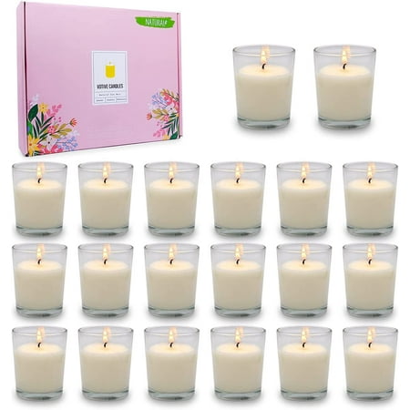 Bulk Unscented White Votive Candles in Glass Small Soy Scentless ...