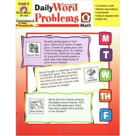 Evan-Moor Educational Publishers 3006 Daily Word Problems, Grade 6 ...