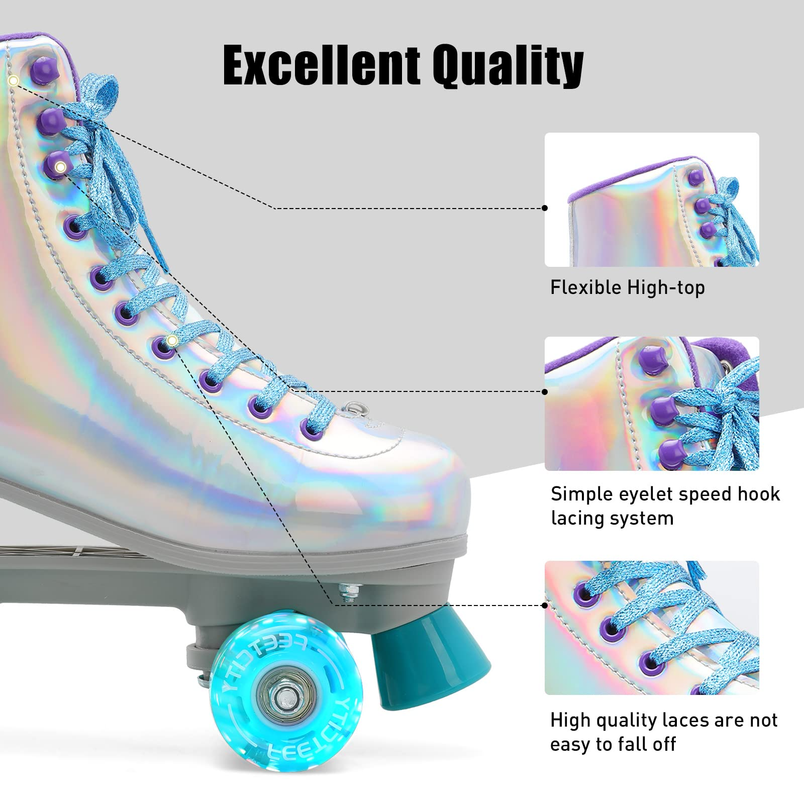 Buy Barerun High-top Roller Skates Women Classic Quad Roller Skates ...