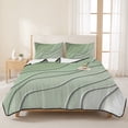 Full Quilt Bedding Set Gradient Sage Green Ocean Wave Line Breathable ...