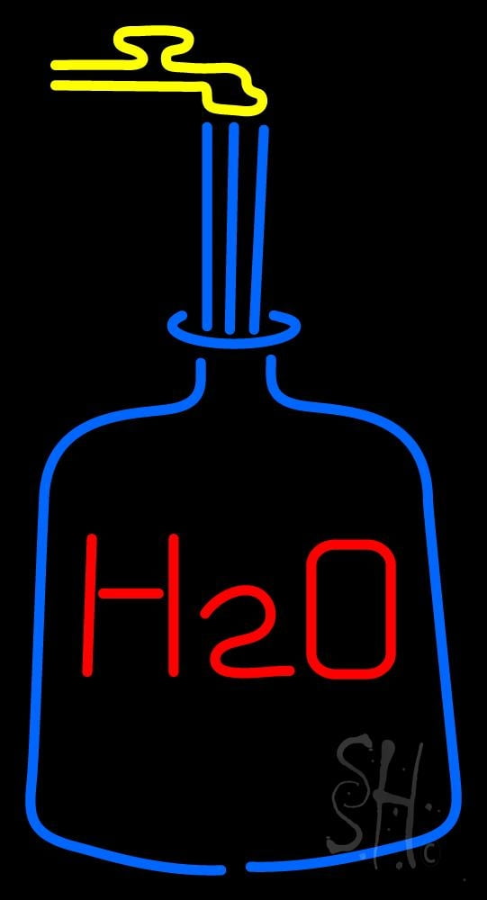 H2o Drinking Water LED Neon Sign 24 x 13 - inches, Black Square Cut ...
