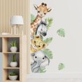 44.88×11.75 Inch Jungle Safari Animal Wall Decals Watercolor Forest ...