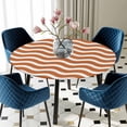 Abstract Waves Round Table Cover, Stripes Orange Water Ripple ...