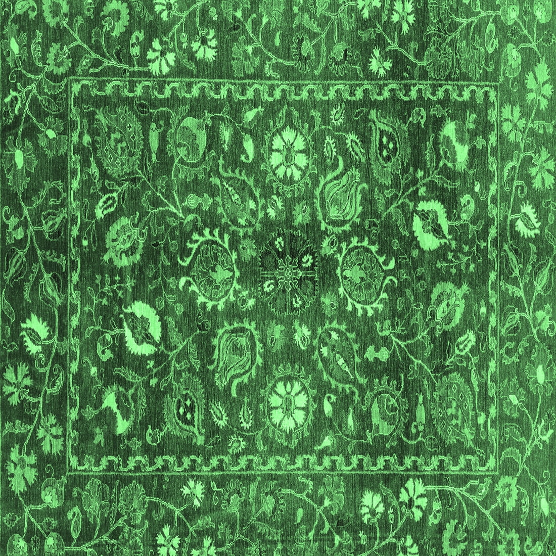 Ahgly Company Indoor Square Oriental Emerald Green Traditional Area ...
