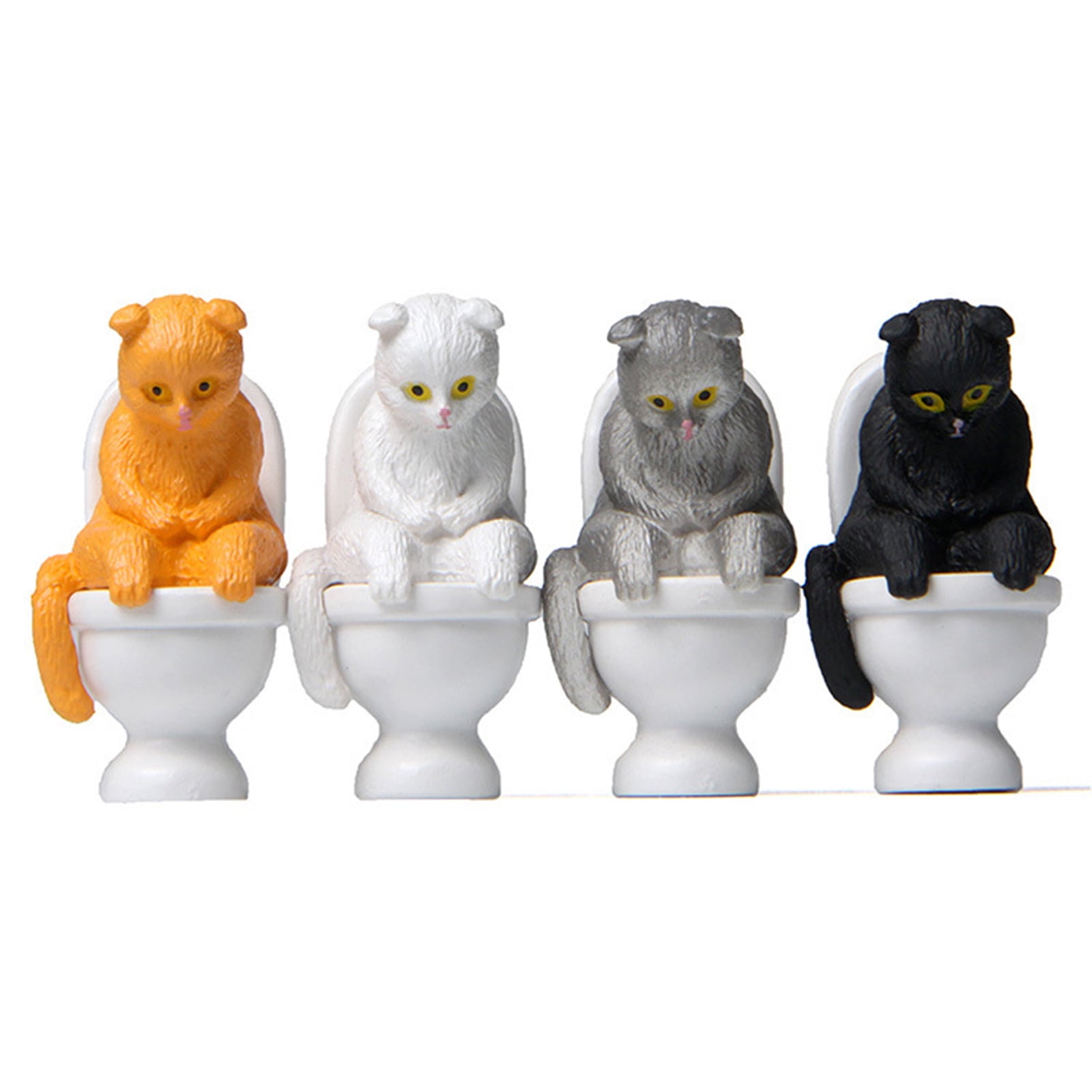 zhaomeidaxi 4PCS/Set Toilet Miniature Cat Figurines Playset, Cute Cat ...