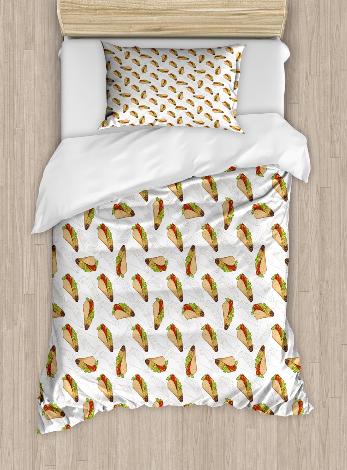 Taco Duvet Cover Set Twin Size, Yummy Tacos with Veggies Cuisine ...