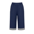 Ailaofu Women's Solid Striped Linen Blend Shorts Fashion Pocket Loose ...