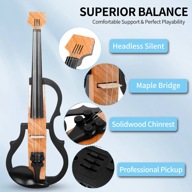 Professional Electric Fiddle Carbon Fiber Electric Violin 4/4 Full Size ...