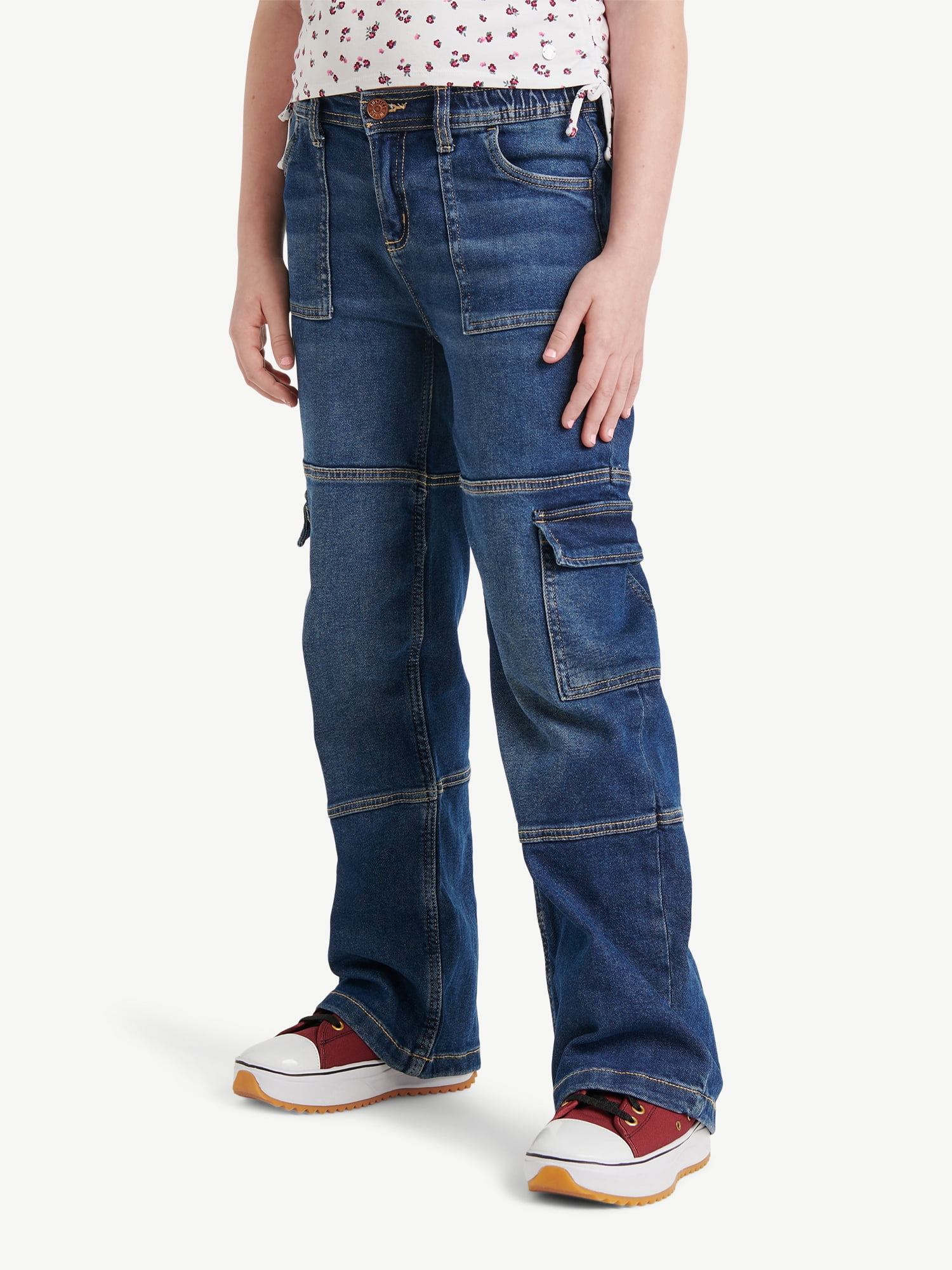 Justice Girls Cargo Denim Pant, Sizes 6-18, Slim & Plus - Walmart.com