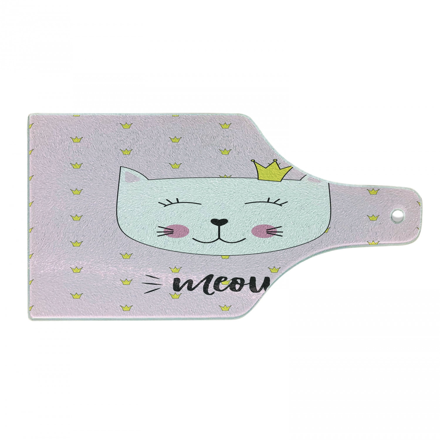 Cat Cutting Board, Illustration of Meow Cursive Calligraphy with a ...