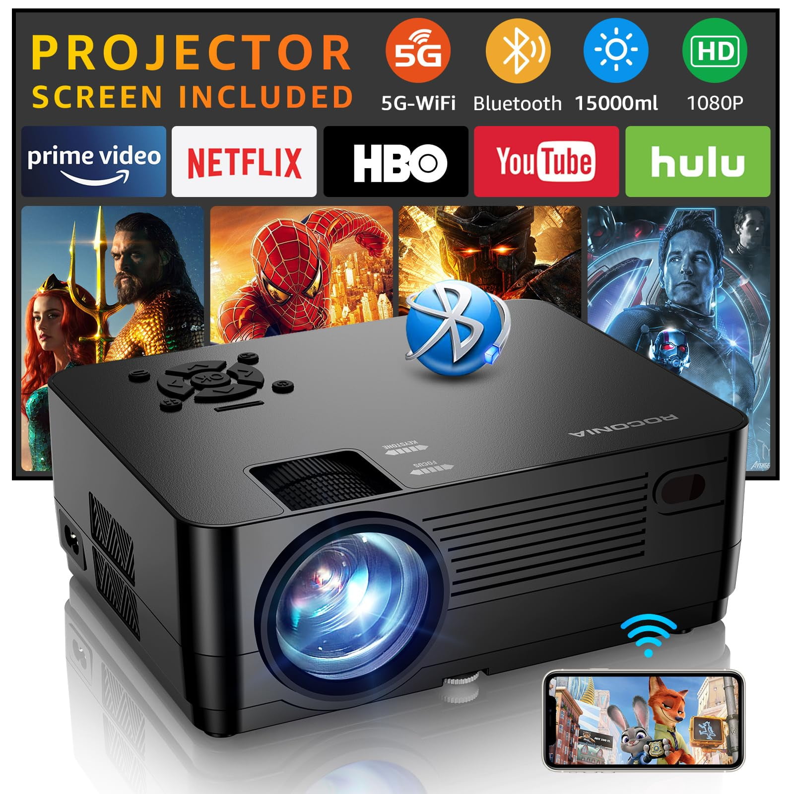 Click here for Roconia Projector With 5g Wifi And Bluetooth  Nati... prices