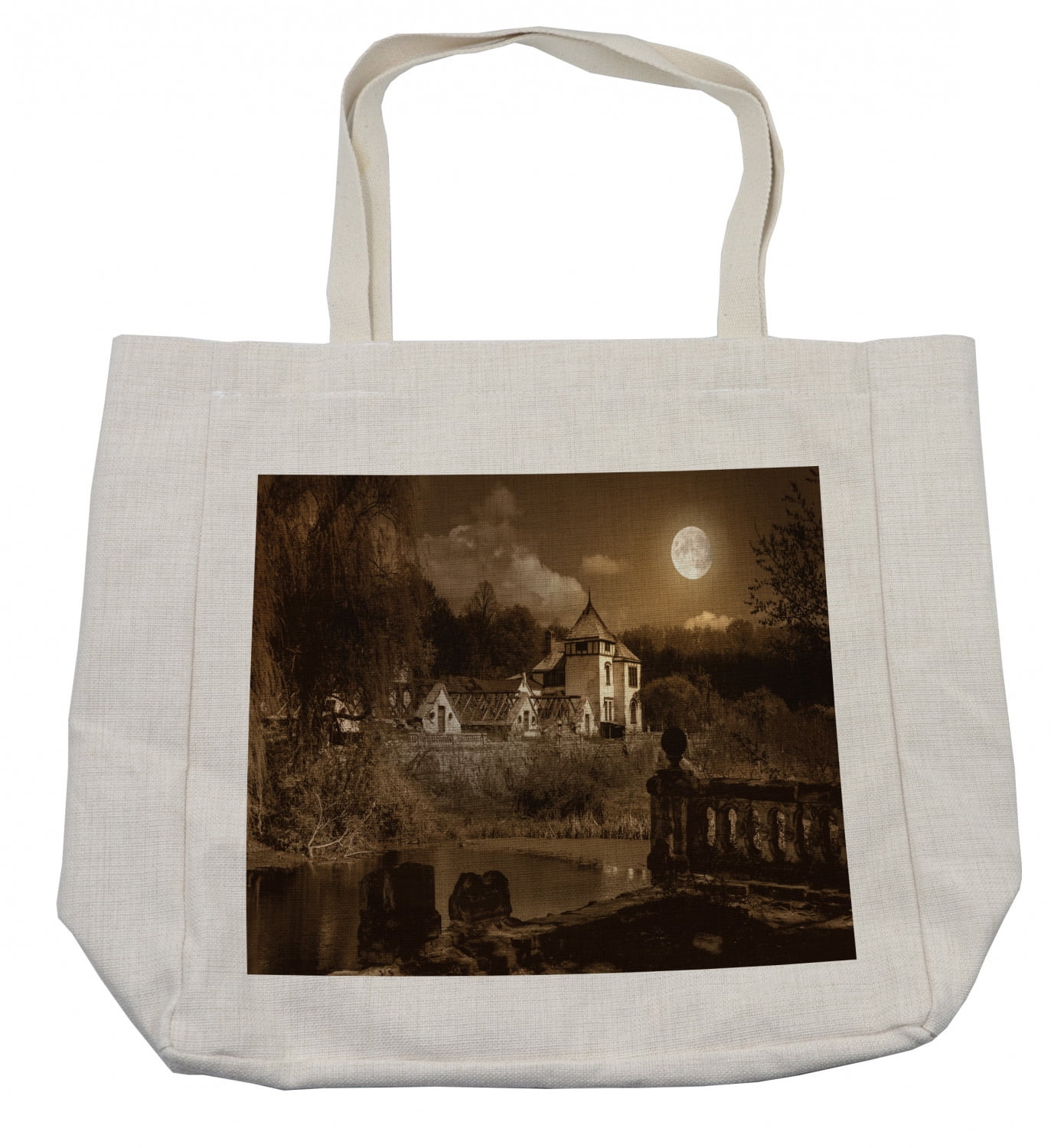 Gothic Shopping Bag, Photo of Old Medieval Myst House in Retro Vintage ...