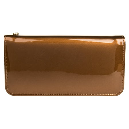 Vangoddy - Women's Mocha Glossy Patent Leather Wallet With Card Holder ...