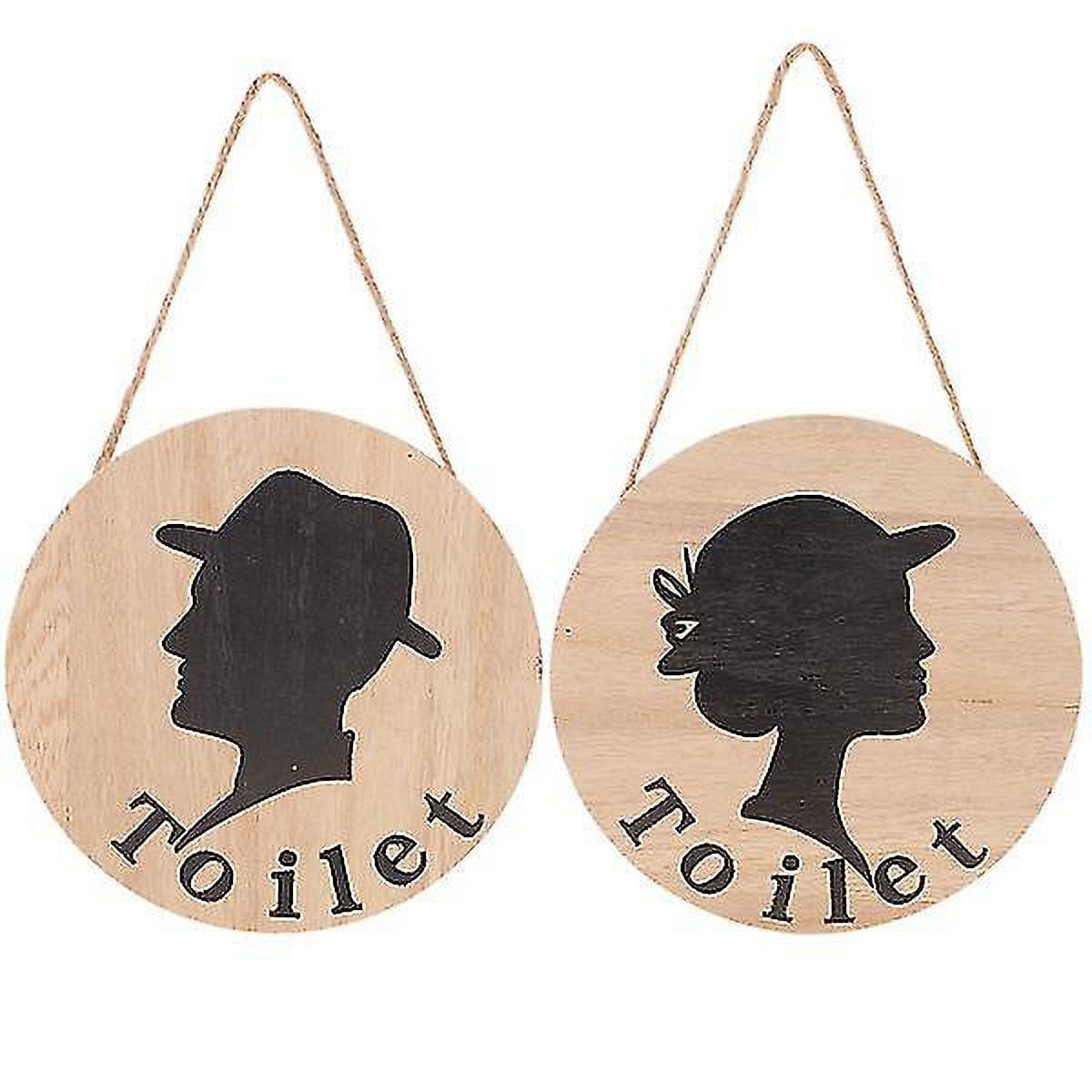 Letreros de madera para puerta de inodoro, placas colgantes de madera ...