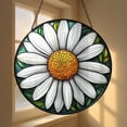 Botanical Daisy Stained Glass Window Hanging – Floral Decor Piece ...