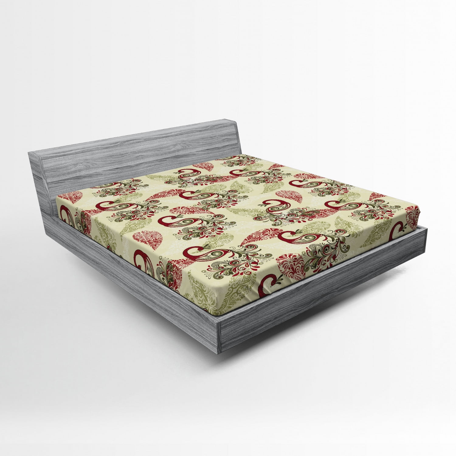 Ambesonne Winter Fitted Sheet, Peacocks and Snowflakes, Queen Size ...