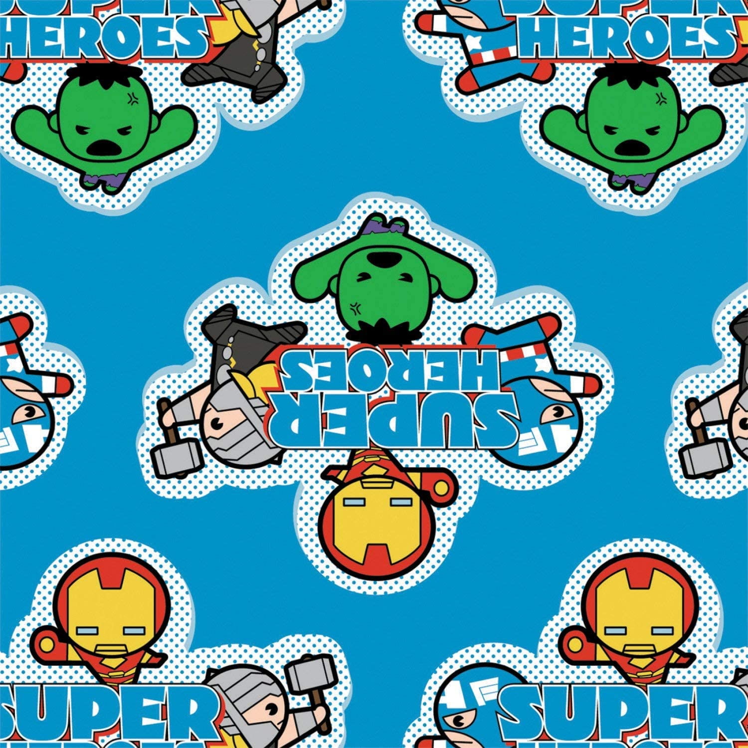 Marvel Kawaii Super Heroes in Blue Fabric by The Yard - Walmart.com