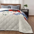 Blue Red Flowers Quilted Comforters Cooling Blanket Full Size, Vintage ...