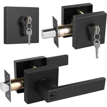 Entry Door Lever with Double Deadbolt (Keyed Both Sides) Lockset,Front ...