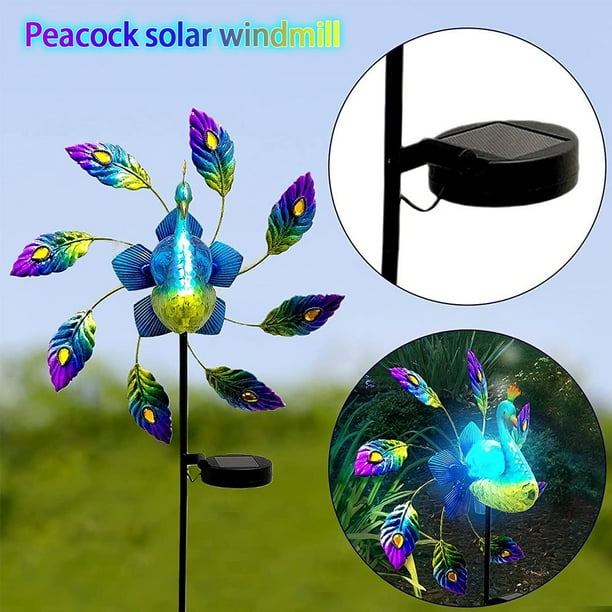 MesaSe Solar Wind Spinner Peacock Solar Windmill Spinner Metal Solar ...