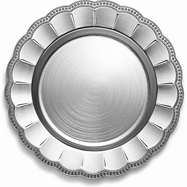 American Atelier, Round Medallion Melamine Decorative Silver Charger ...