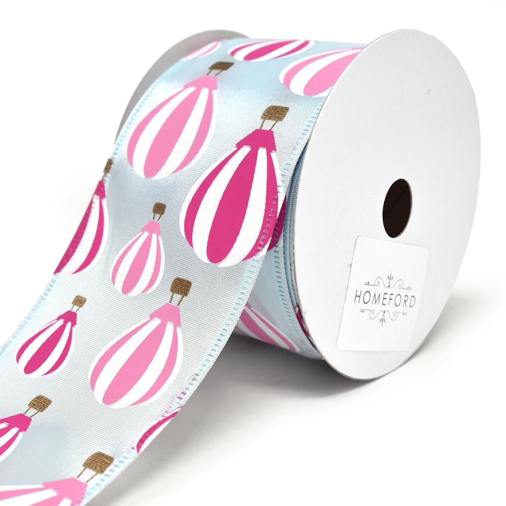 Hot Air Balloons Wired Satin Ribbon, 2-1/2-Inch, 10-Yard, Light Blue ...