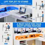 Uforic L Shaped Computer Desk with Power Outlet & LED Lights - Walmart.com