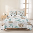 King Quilt Bedding Set Vintage Green Seahorse Starfish Brown Coral ...