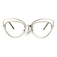 Womens Double Metal Wire Rim Cat Eye Goth Eye Glasses Gold