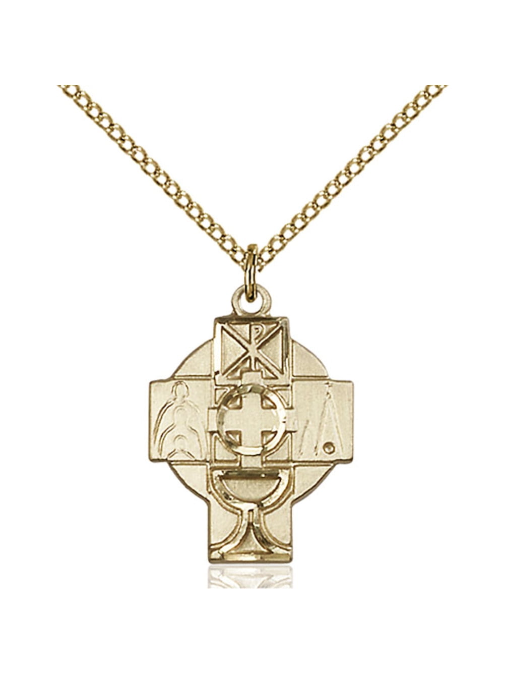 Gold Filled Rcia Pendant 7/8 x 5/8 inches with Gold Filled Lite Curb ...