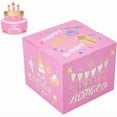 1 Set 5.12x5.12 Inch Pink Birthday Money Box Money Roll Gift Box Paper ...
