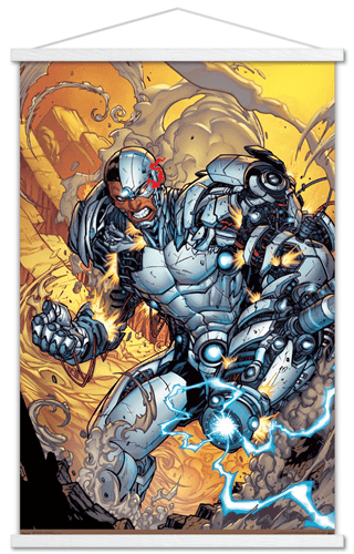 DC Comics - Cyborg - Battle Wall Poster with Wooden Magnetic Frame, 22. ...
