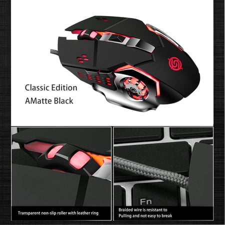 Gaming Mouse 6-button Backlit Wired Mouse 4-color wired gaming mouse ...