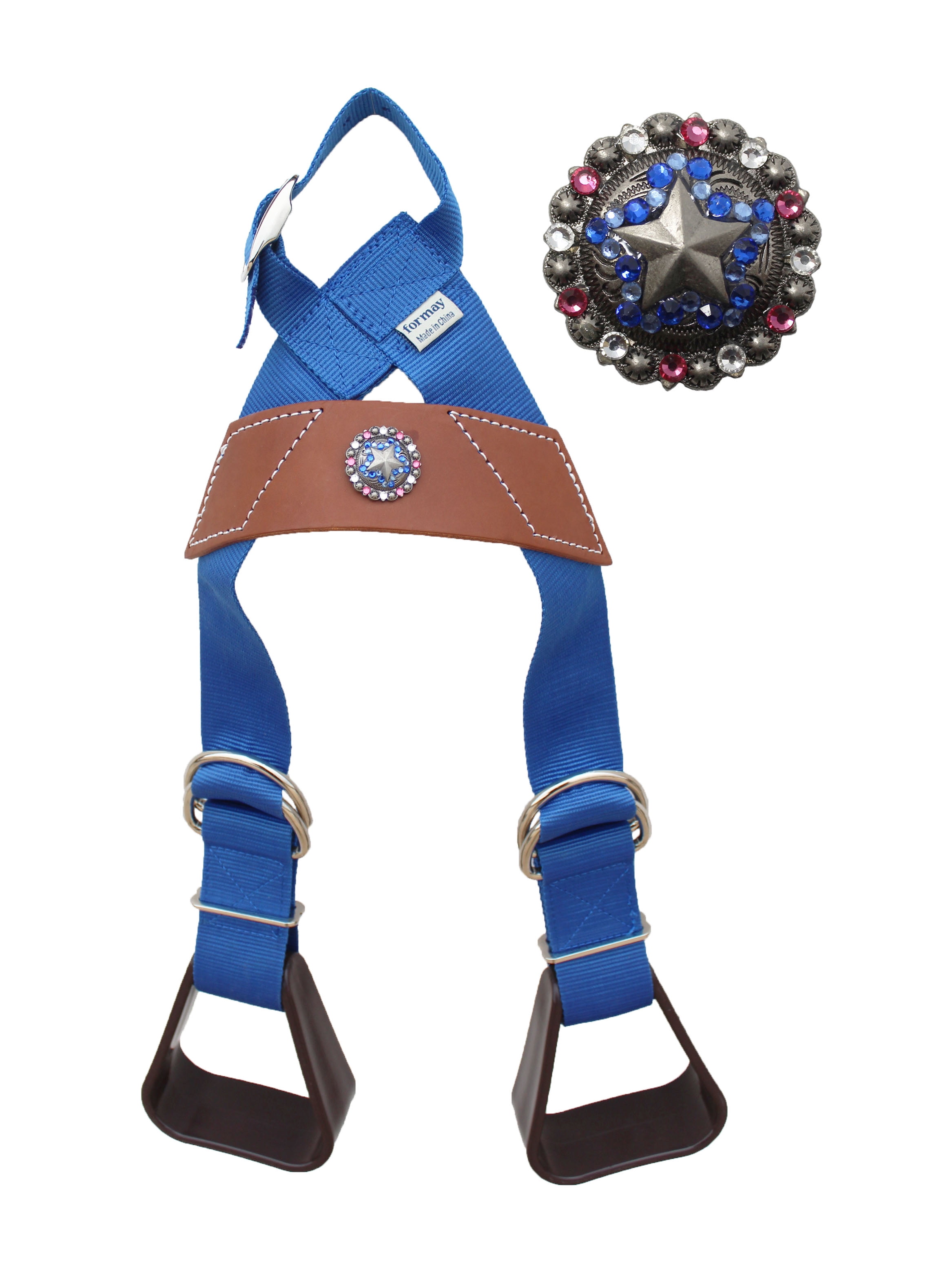 Horse Western Blue Nylon Adjustable Saddle Youth Rider Kids Buddy ...