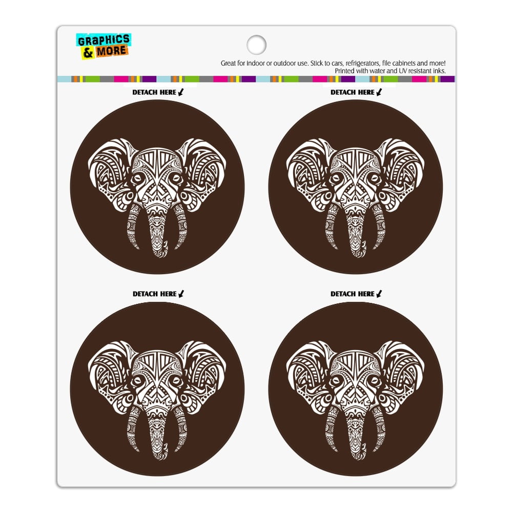 White African Elephant Tribal Refrigerator Fridge Locker Vinyl Circle ...