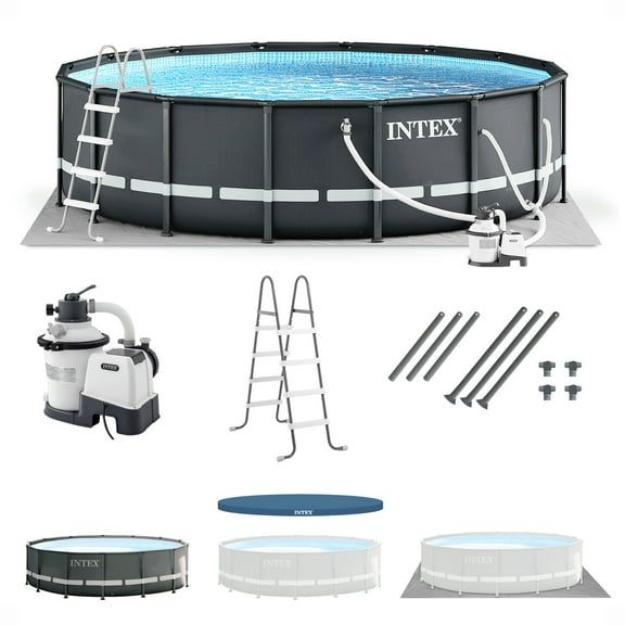 Intex 14' x 48" Ultra XTR Round Frame Above Ground Swimming Pool with ...