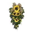 Artificial Sunflower Teardrop Wreath with Hessian Bow – Charming ...
