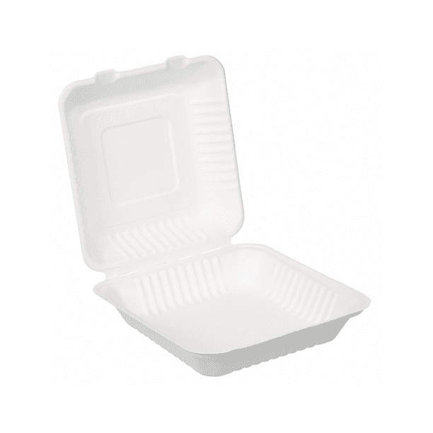8 x 8 inch TREE-LESS™ Molded Fiber Compostable Hinged Container ...