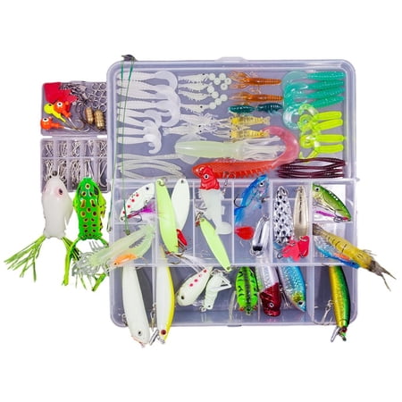 Freshwater Fishing Tackle Starter Kit, Bass Worm Soft Lures Set with ...