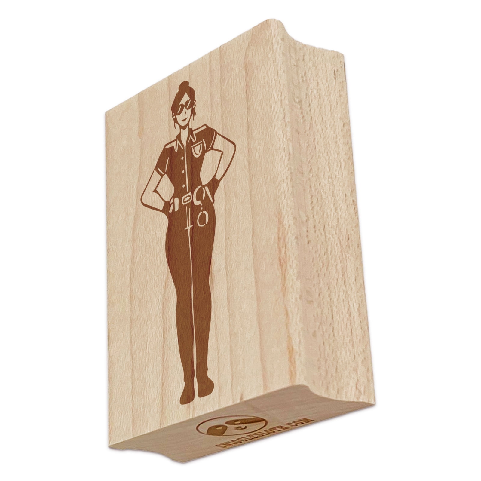 Police Woman Officer Cop Rectangle Rubber Stamp Stamping Scrapbooking ...