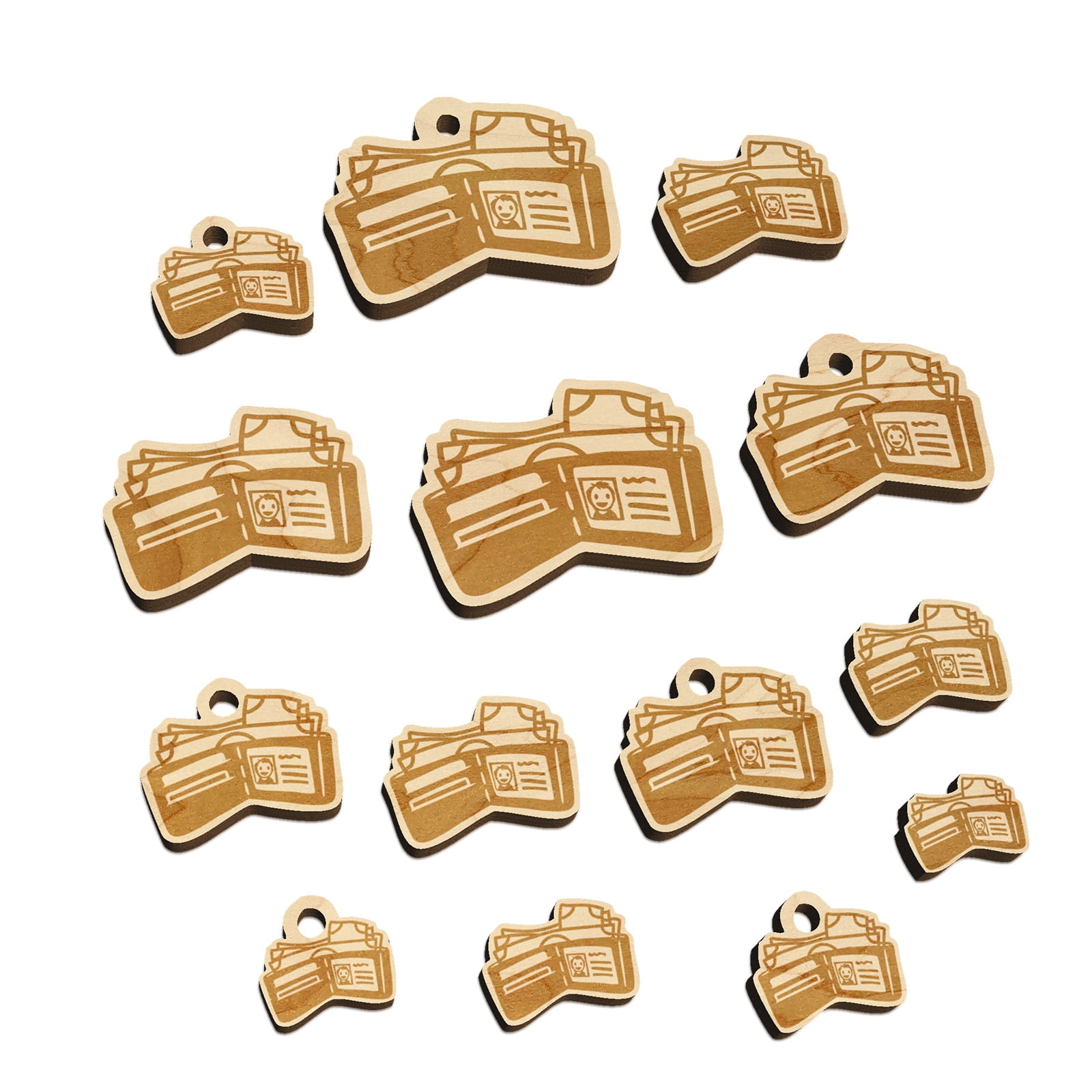 Wallet Billfold Full of Cash Money Wood Mini Charms Shapes DIY Craft ...