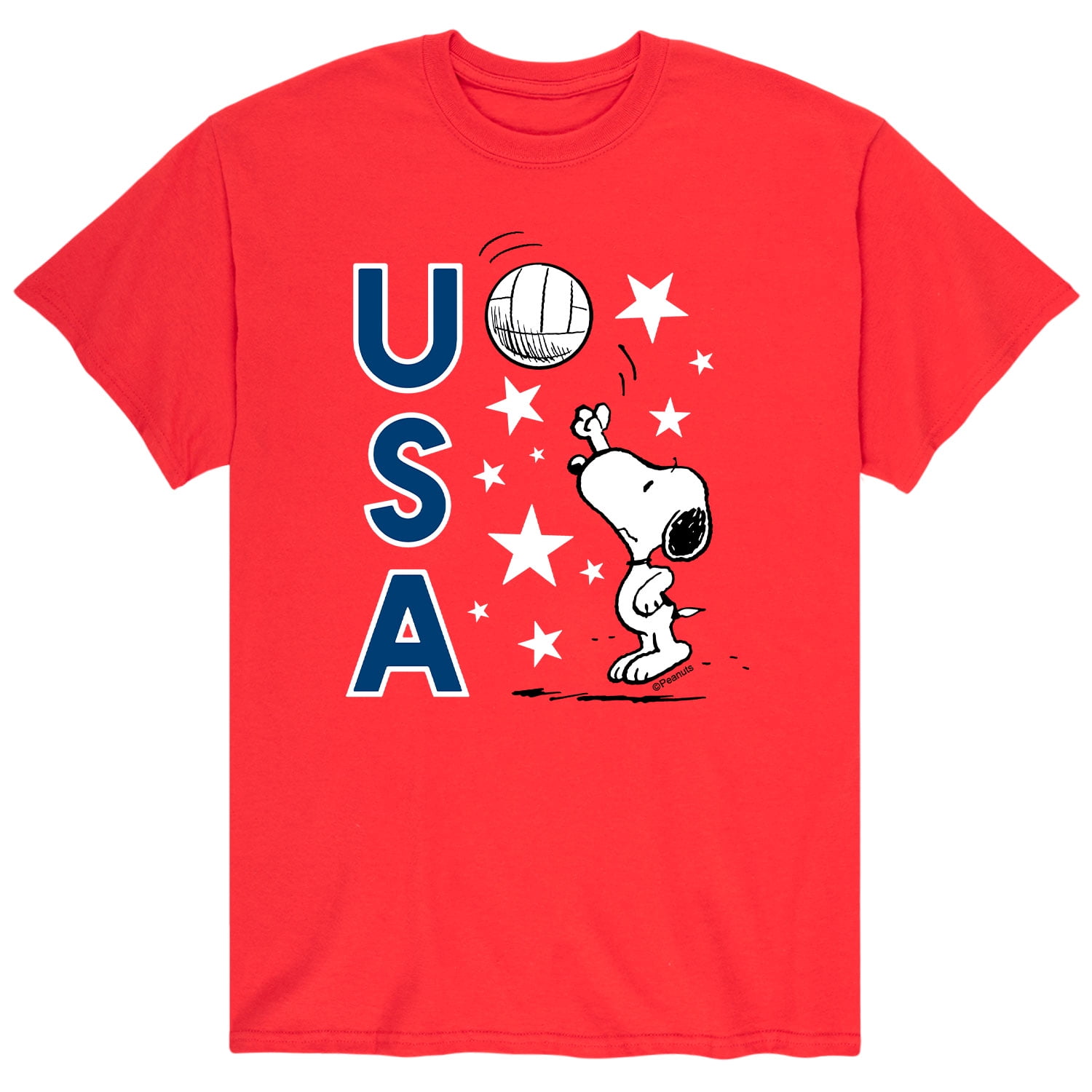 Peanuts - USA Volleyball - Men's Short Sleeve Graphic T-Shirt - Walmart.com