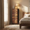 Modern Tall 6-Drawer Dresser with Metal Frame & Anti-Tip Base, Wood ...