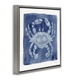 Stupell Industries White Crab on Indigo Gray Framed Floater Canvas Wall ...